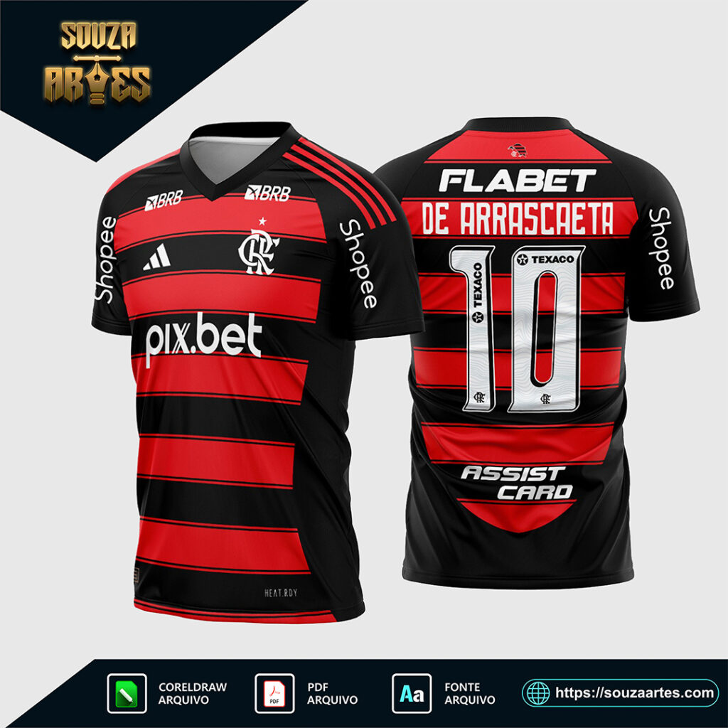 Arte Vetor Camisa Flamengo Titular 2025 - 2026 - Souza Artes